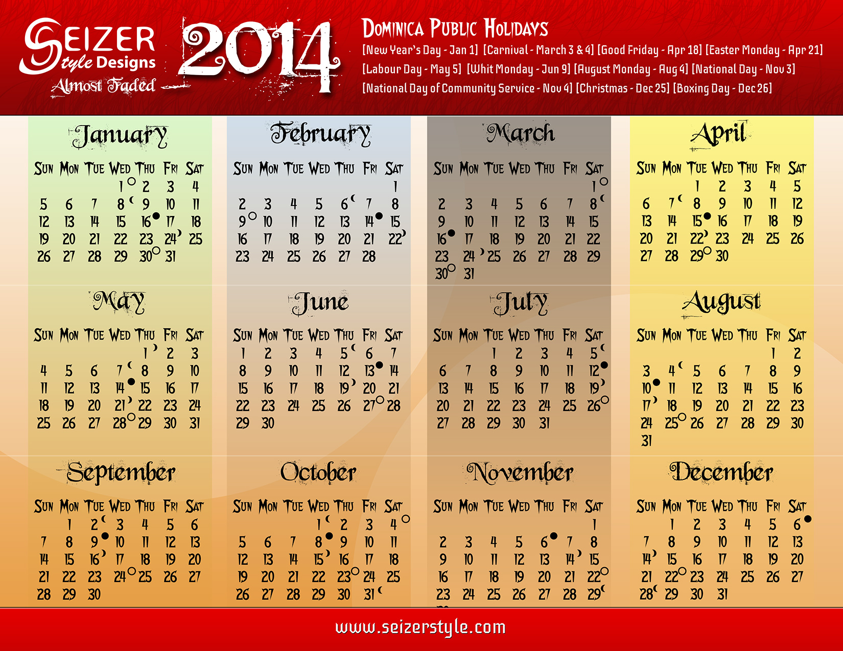 2014 Calendars: Almost Faded & Purple Class - SeizerStyle Designs Blog